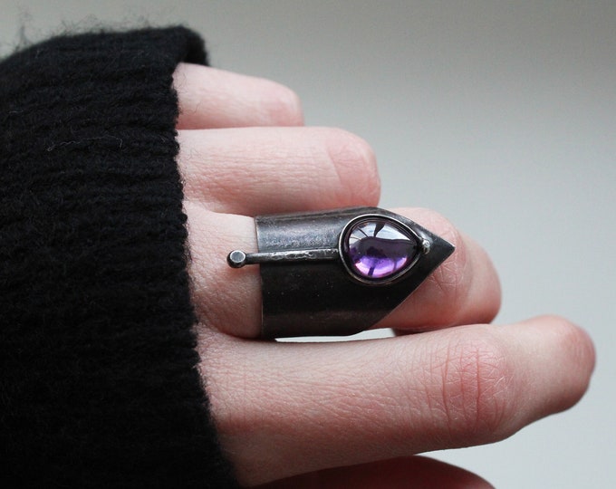 Gothic Statement Ring Women Witchy Ring Crystal Ring Wide Band ...