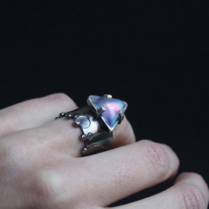 Dark Jewelry Textured Ring Brutalist Sterling Silver Rings Hand Made ...
