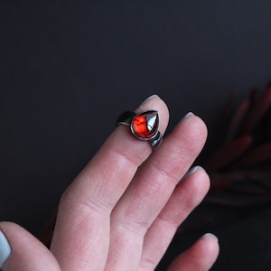 Red Gothic Ring Black Ring Personalized Red Wine Stone Ring Witchy ...