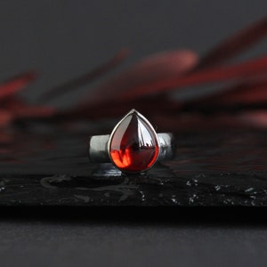 Red Gothic Ring Black Ring Personalized Red Wine Stone Ring Witchy ...