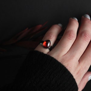 Red Gothic Ring Black Ring Personalized Red Wine Stone Ring Witchy ...