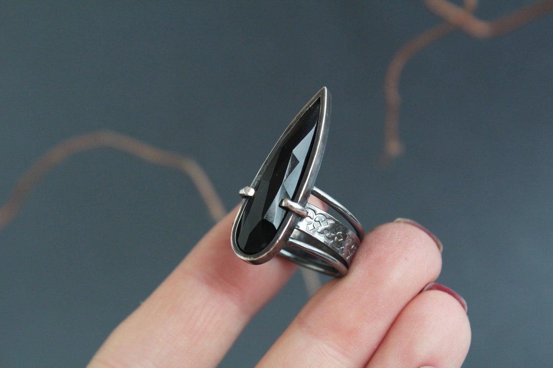 Unique Sterling Silver Ring With Black Onyx | Metalsmith Rings ...