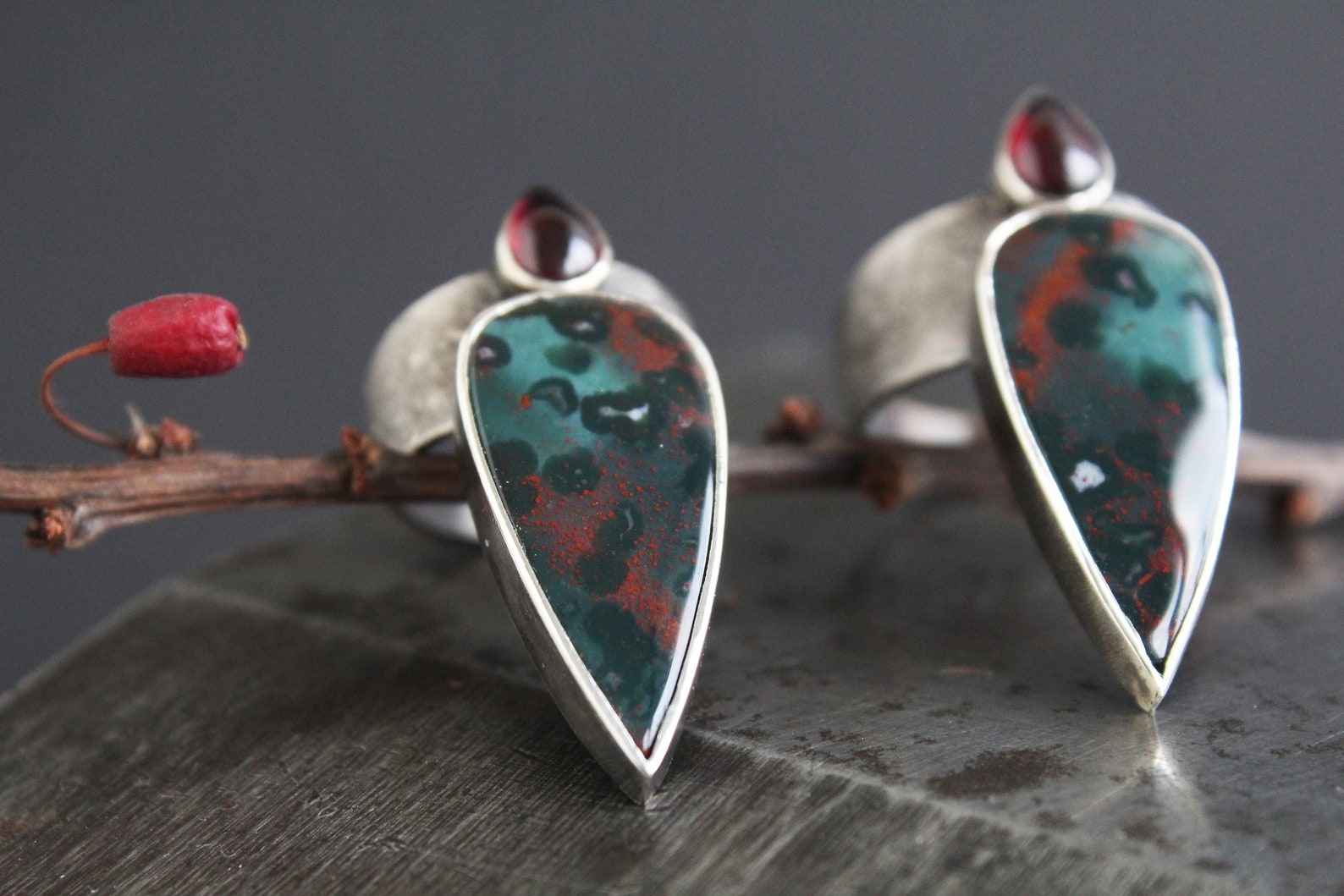 Statement Gemstone Ring for Women Artisan Ring Gothic Ring Oxidized ...