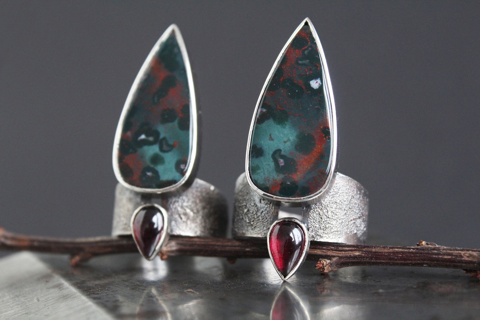 Statement Gemstone Ring for Women Artisan Ring Gothic Ring Oxidized ...