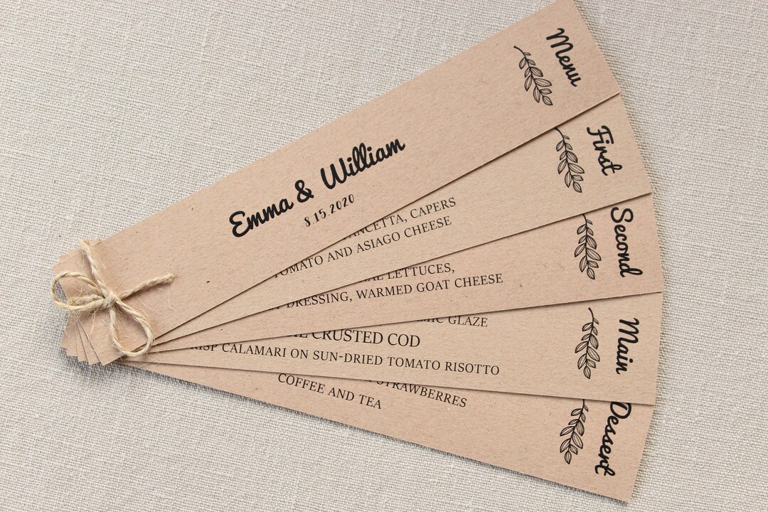 Rustic Menu Cards, Brown Kraft Menu Card, Fan Menu Card, Farm Chic ...