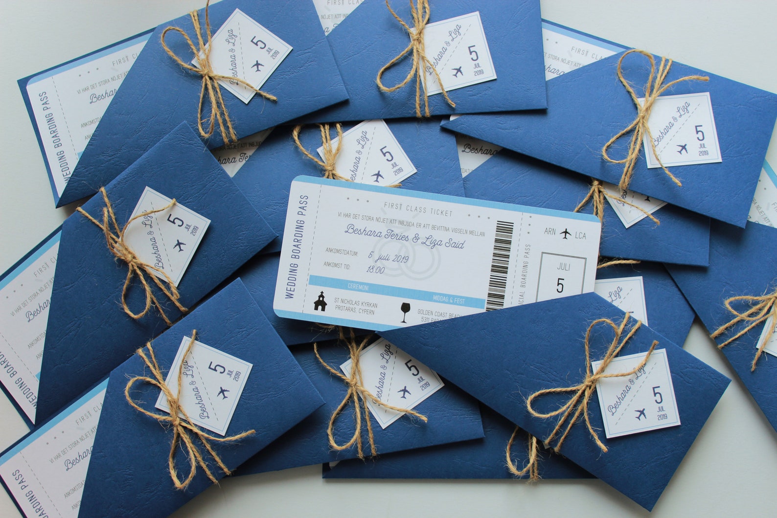 Destination Boarding Pass Wedding Invitation Suite Blue - Etsy
