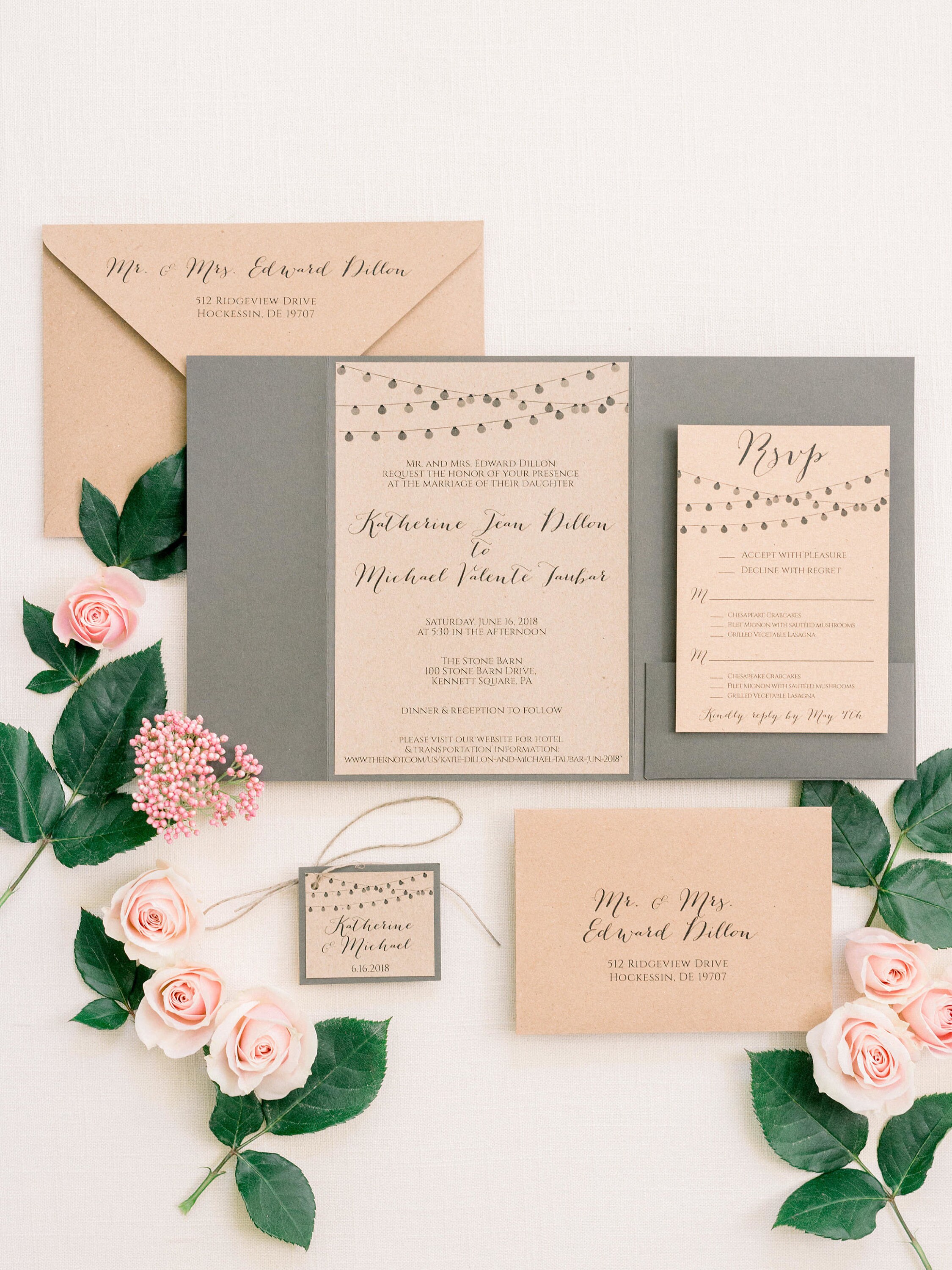 Rustic Barn Wedding Invitation Suite String Lights Garland - Etsy