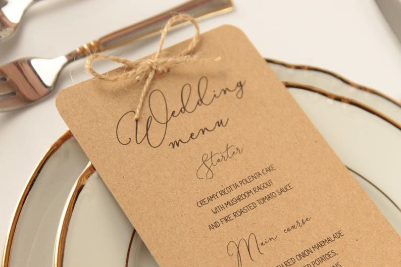 Rustic Wedding Menu Cards Twine Wedding Menu Dinner Menu - Etsy