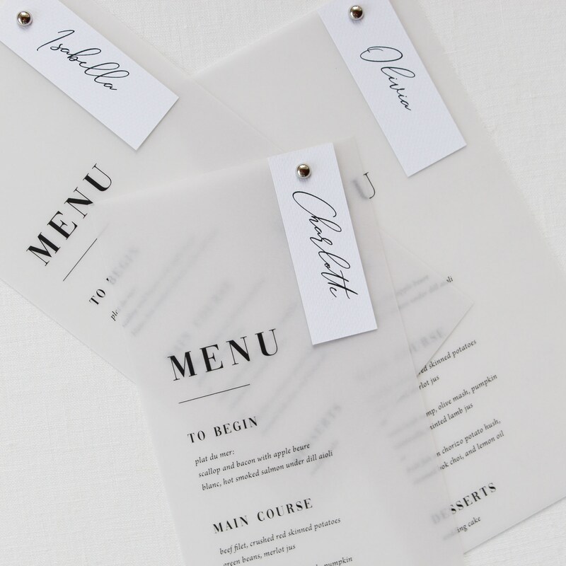 Clear Menu Cards - Etsy
