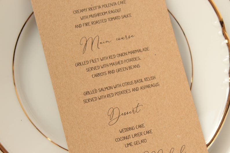 Rustic Wedding Menu Cards Twine Wedding Menu Dinner Menu - Etsy