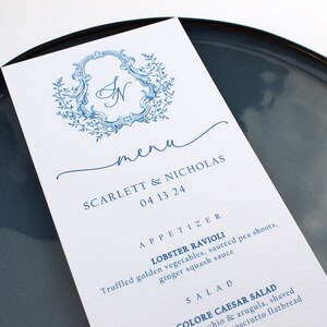 Monogram Wedding Menu, Dinner Menu Cards, Elegant Printed Menu Cards ...