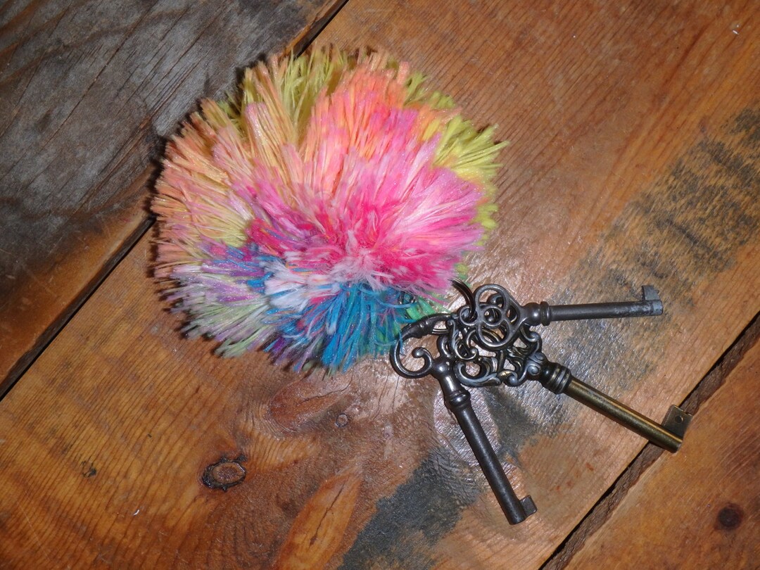 Rainbow Muppet Tuft Shag Keychain Furry Monster Ball - for Good Luck ...