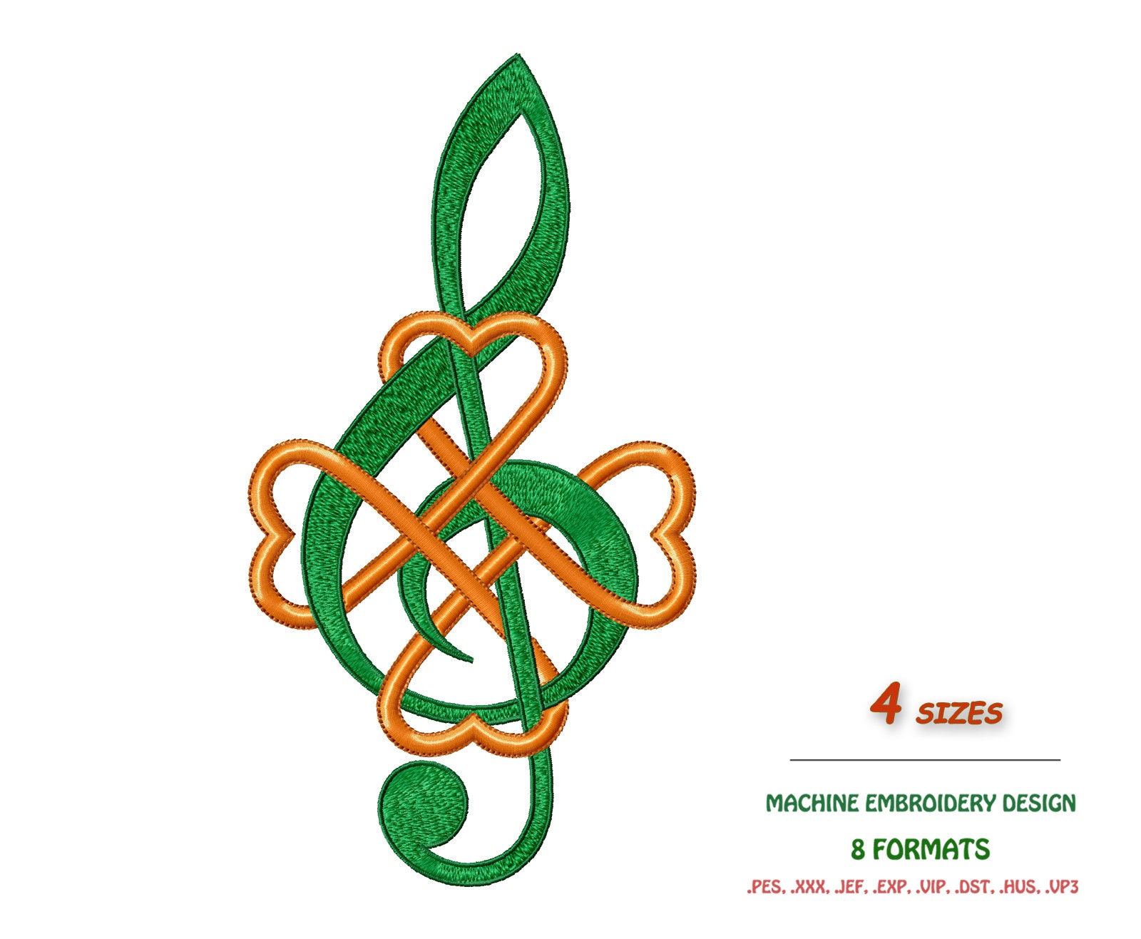 Embroidery ST. Patrick's Day. Treble Clef and Clover. - Etsy