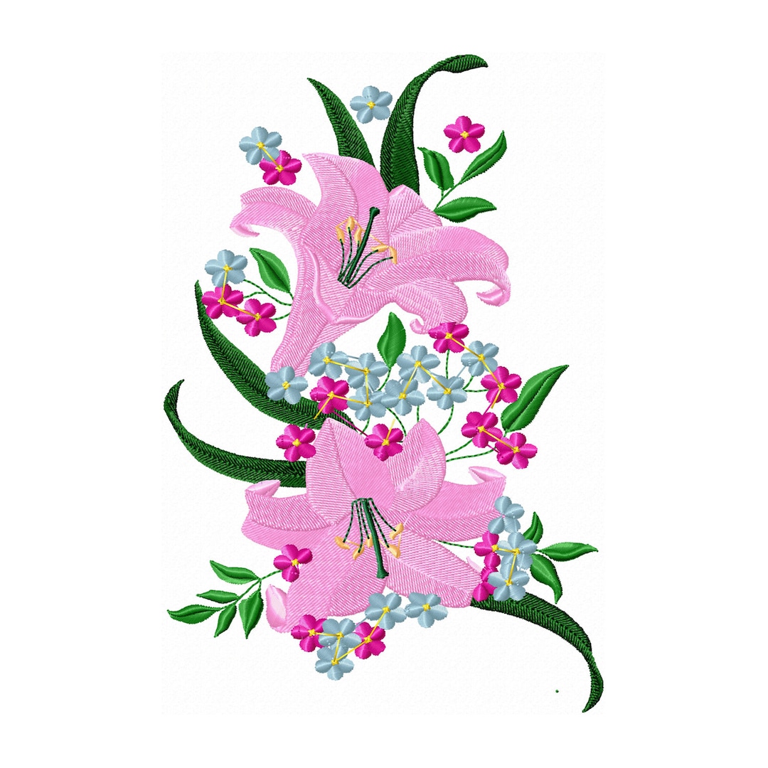 Machine Embroidery Design, Lily Flower, 1 Sizes. for Embroidery on ...