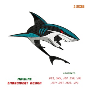 White Shark, Embroidery File. Instant Download | Fashionable Design for ...