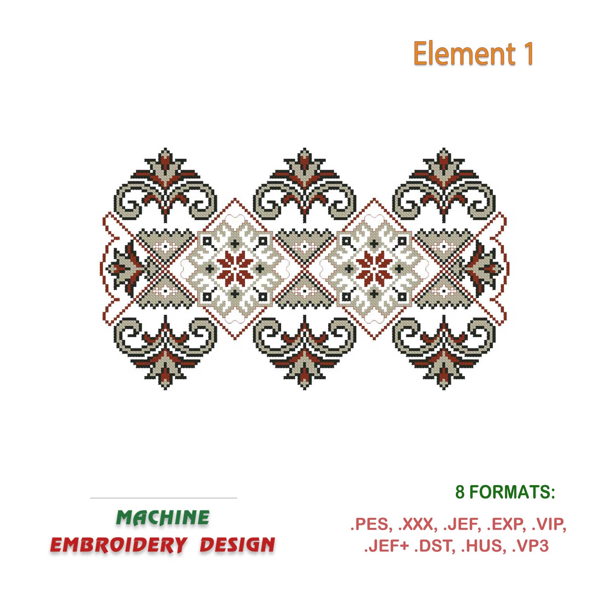 Set of 3 Elements. Cross Stitch. Machine Embroidery Design, Ukrainian ...