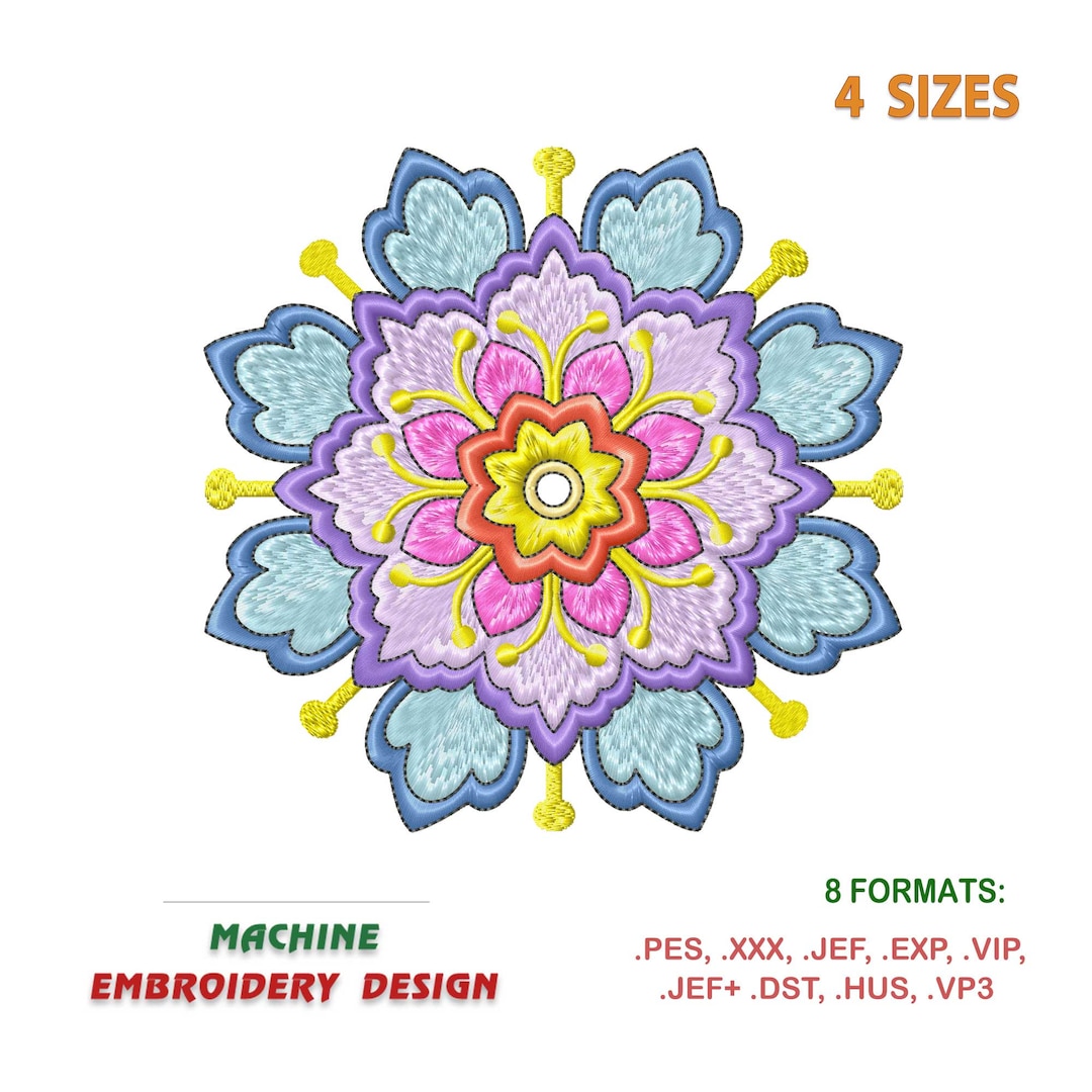 Geometric Flower Pattern. Machine Embroidery Design (file JEF; PES; DST ...