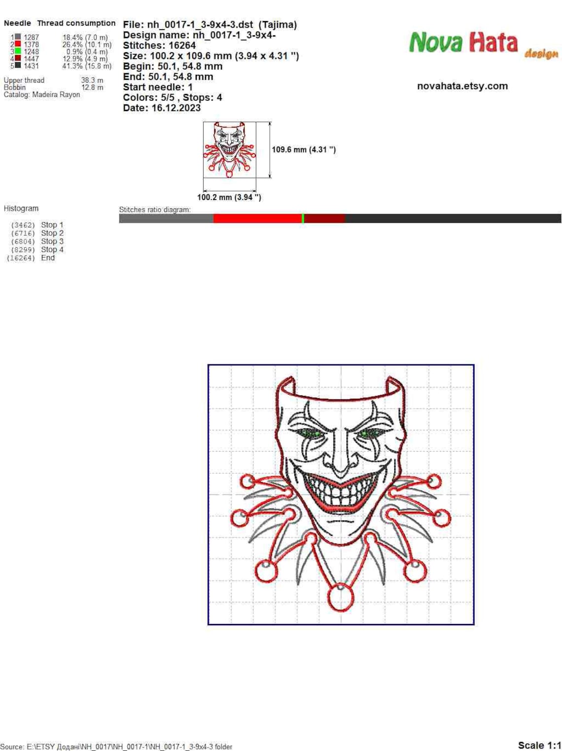 Card Joker, Theater Mask. Embroidery Design. Files: Pes, Etc. | #017-1 ...
