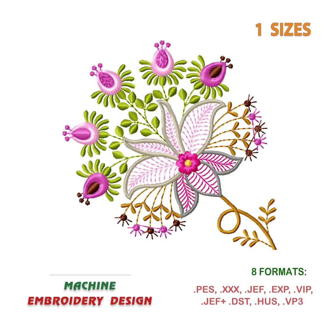 Flower Pattern. Machine Embroidery Design (embroidery File Jef; Hus ...