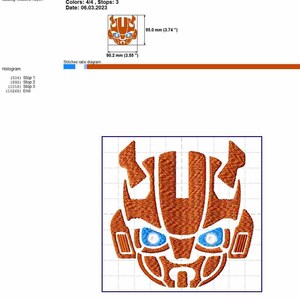 Machine Embroidery Design. Transformer Bamblbi, Downloadable Embroidery ...