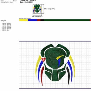 Machine Embroidery Design. Predator, Downloadable Embroidery File ...