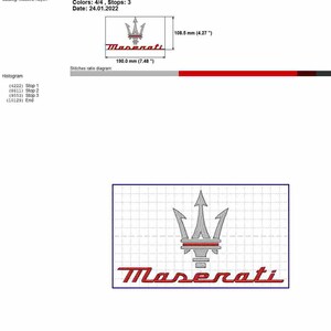 Maserati Logo, Machine Embroidery Design. 8 Popular Embroidery File Formats (pes, Xxx, Jef, Exp ...