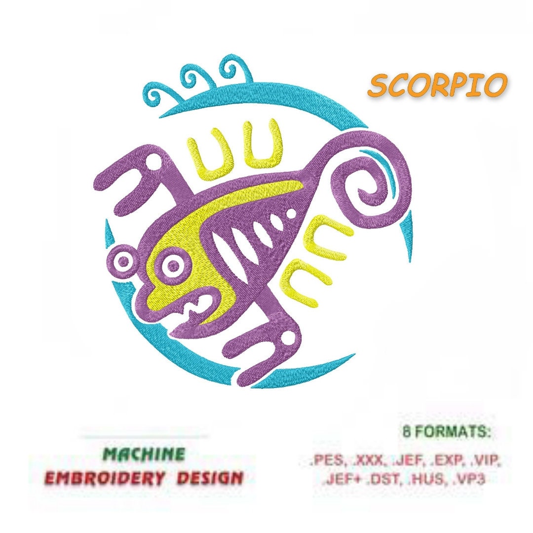 Scorpio Zodiac Sign. Machine Embroidery Design: Ethnic Motifs of South ...