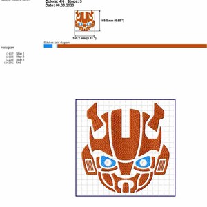 Machine Embroidery Design. Transformer Bamblbi, Downloadable Embroidery ...