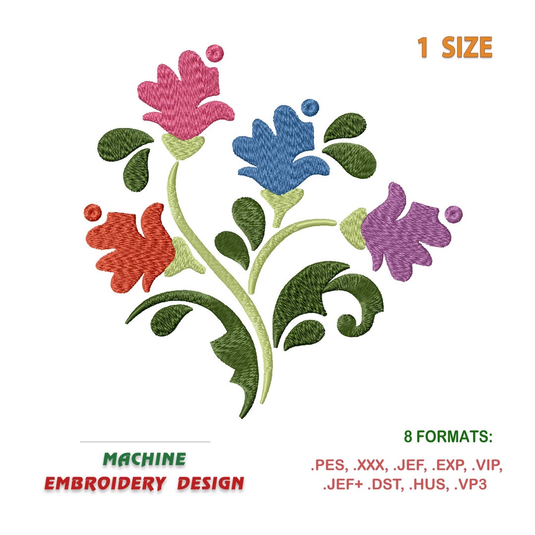 Abstract Flowers. Machine Embroidery Design (embroidery File JEF; PES ...