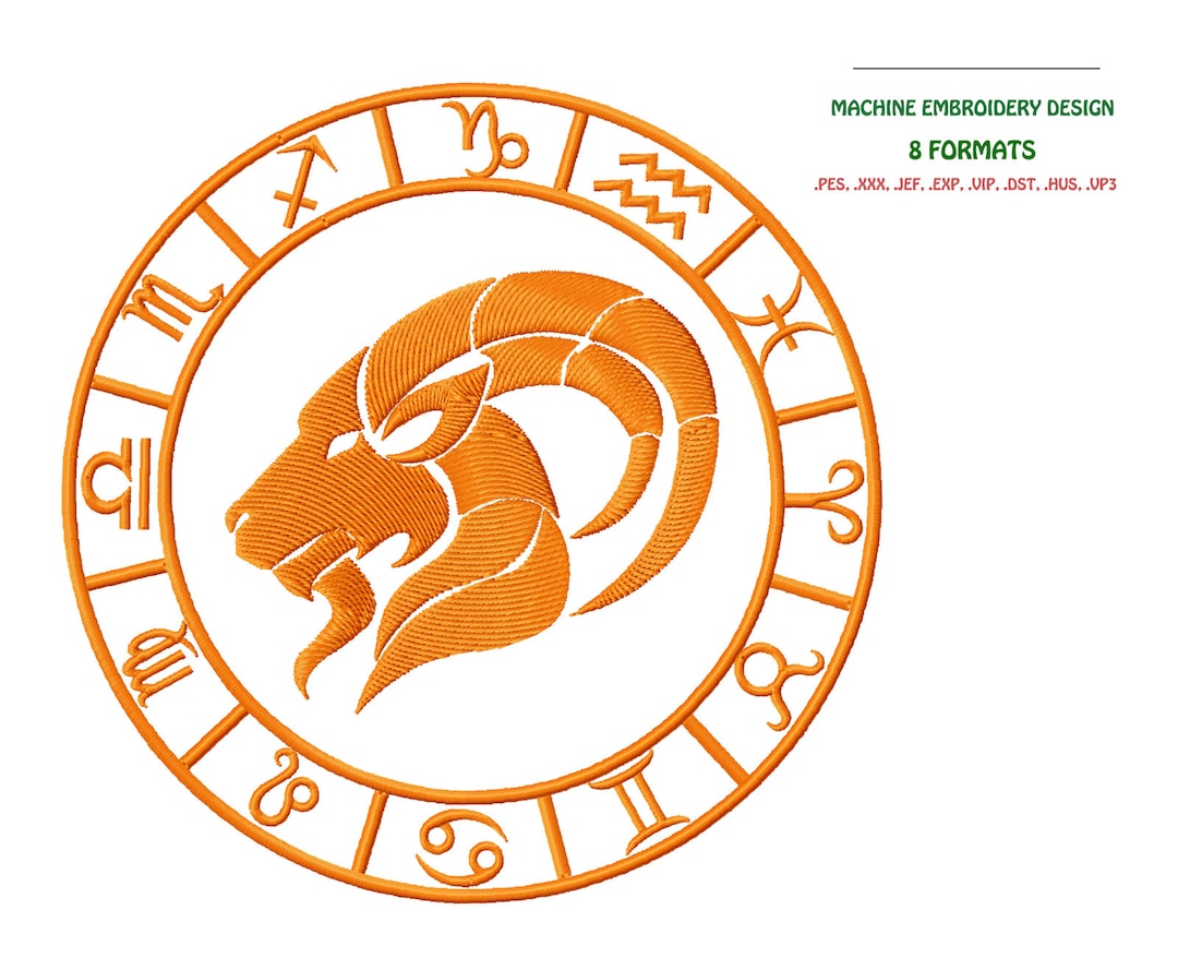 Capricorn Zodiac Sign. Design for Machine Embroidery. Embroidery File ...