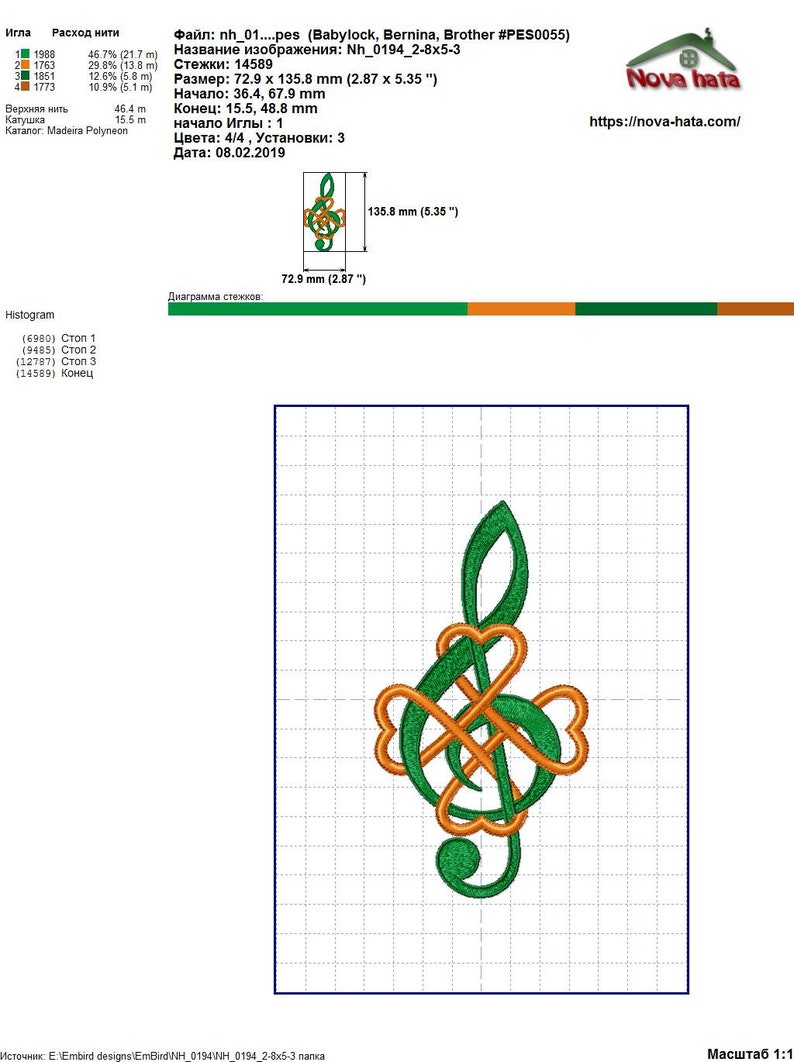 Embroidery ST. Patrick's Day. Treble Clef and Clover. - Etsy