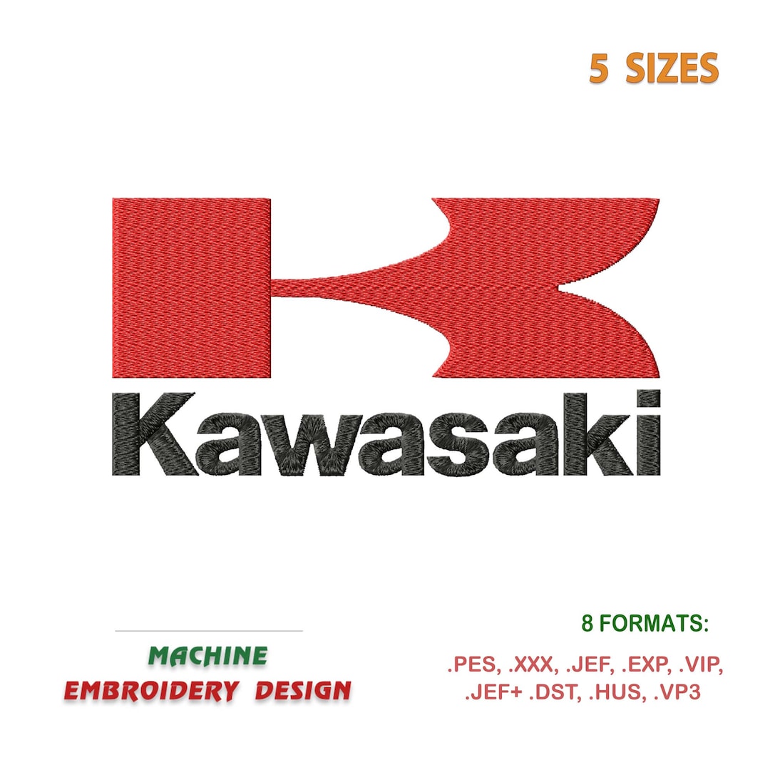 Logo Kawasaki. Motorcycle Emblem. Machine Embroidery Design. | #659-5 ...