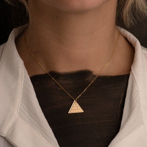 Gold Pyramid Necklace: Geometric Triangle Pendant, Minimalist Icon ...