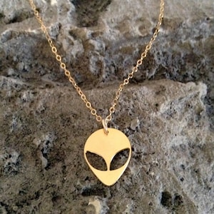 Alien Necklace Alien Jewelry Gold Outer Space Jewellery Paranormal ...