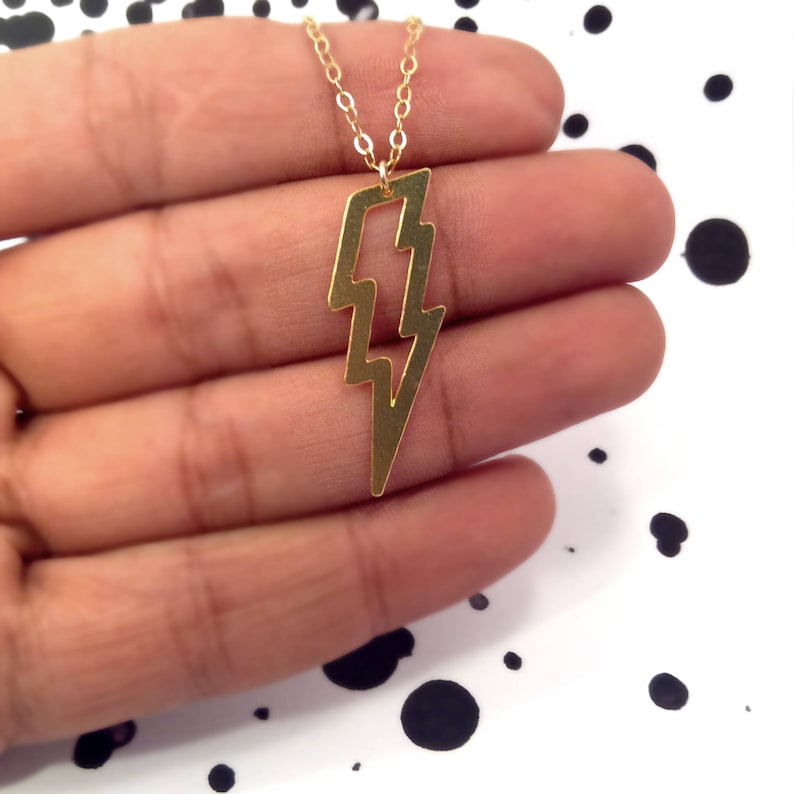 Lightning Bolt Necklace Thunder Strike Necklace Sterling Gold Silver ...