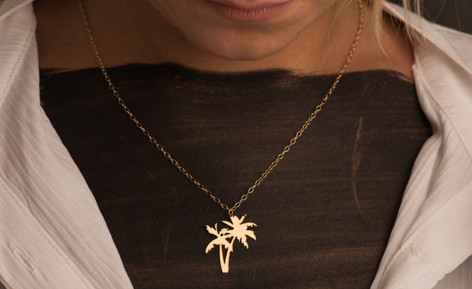 Gold Palm Trees Necklace Palm Tree Sterling Silver Necklace - Etsy