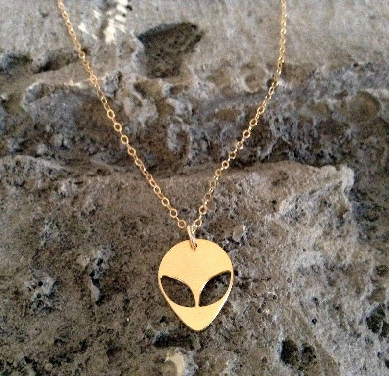 Alien Necklace Alien Jewelry Gold Outer Space Jewellery | Etsy