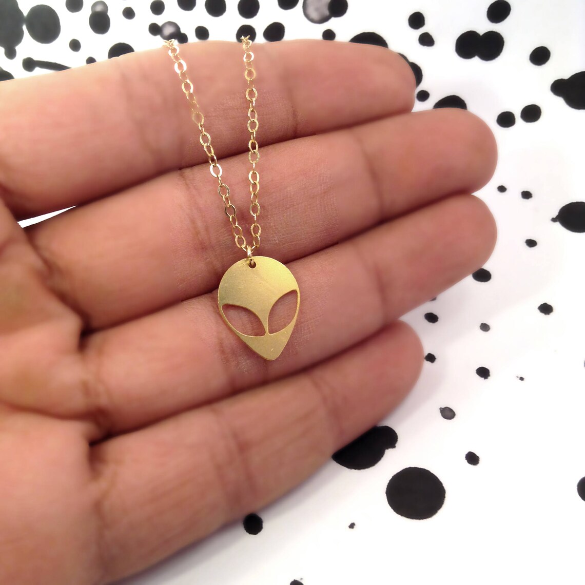 Alien Necklace Alien Jewelry Gold Outer Space Jewellery - Etsy Israel
