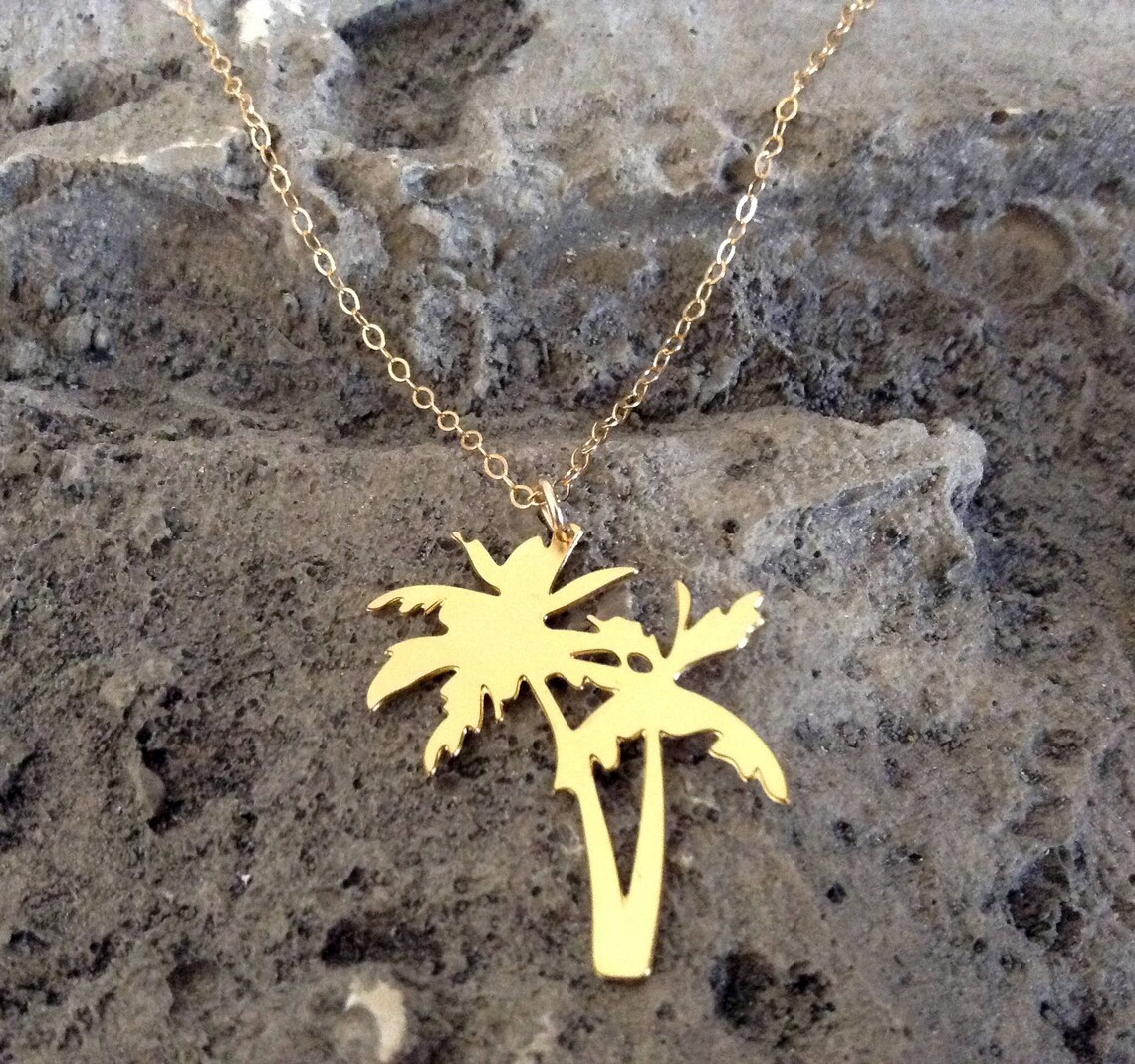 Gold Palm Trees Necklace Palm Tree Sterling Silver Necklace - Etsy