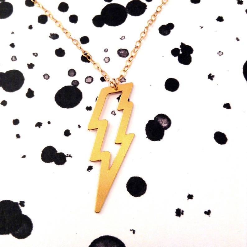 Lightning Bolt Necklace Thunder Strike Necklace Sterling Gold Silver ...