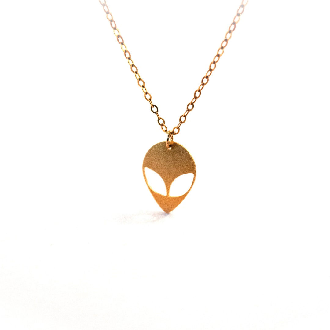 Alien Logo Necklace Gold Necklace Alien Icon Jewelry Design Chic Art ...