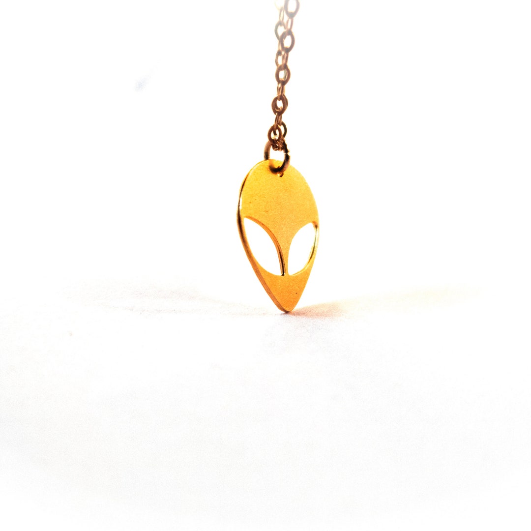 Alien Necklace Alien Jewelry Gold Outer Space Jewellery Paranormal ...