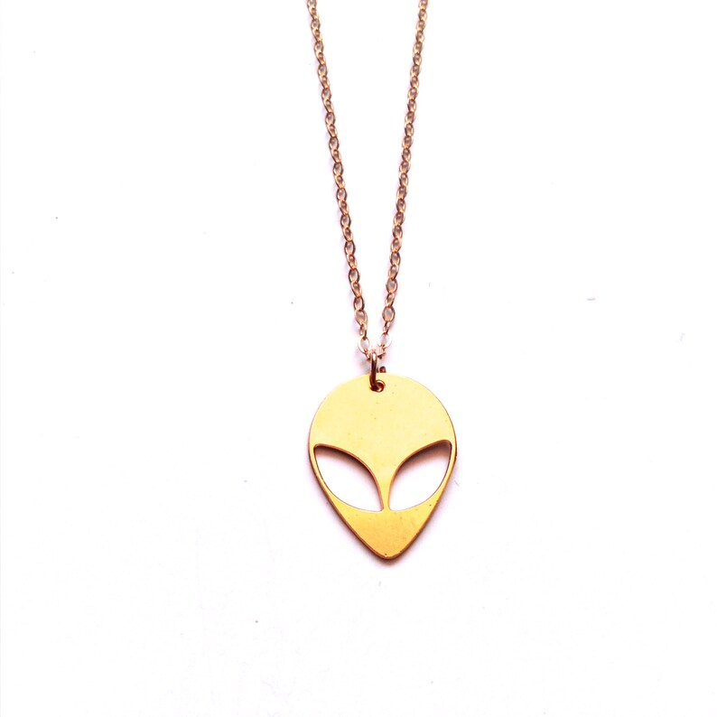Alien Logo Necklace Gold Necklace Alien Icon Jewelry Design - Etsy