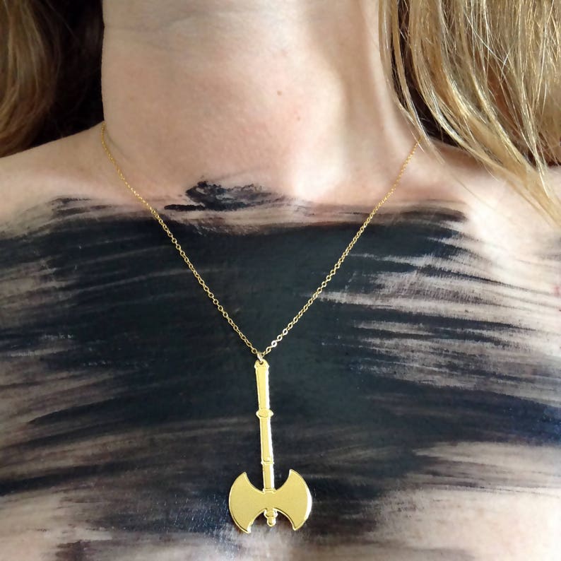 Gold Axe Necklace Viking Axe Jewelry Sword Necklace Gladiator Weapon ...