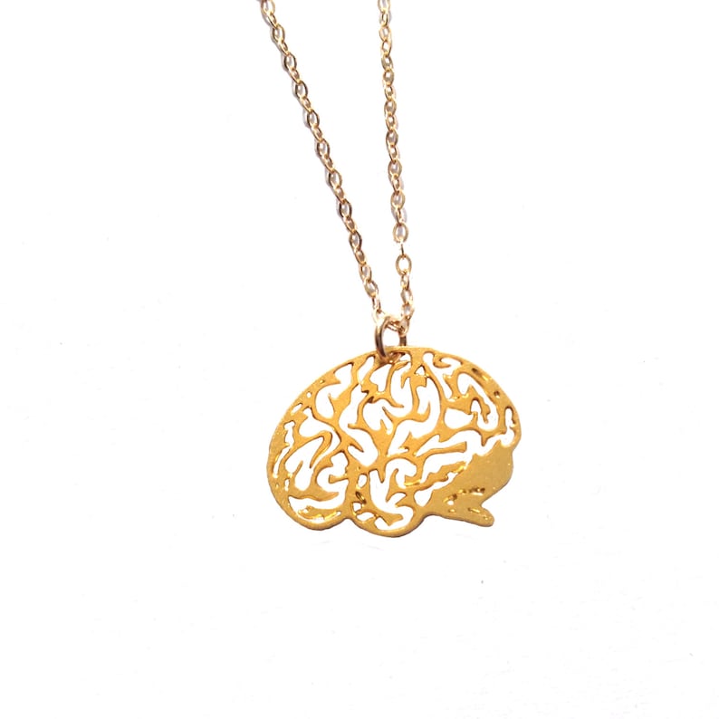 Gold Brain Necklace Handmade Brain Jewelry Anatomical Jewelry | Etsy