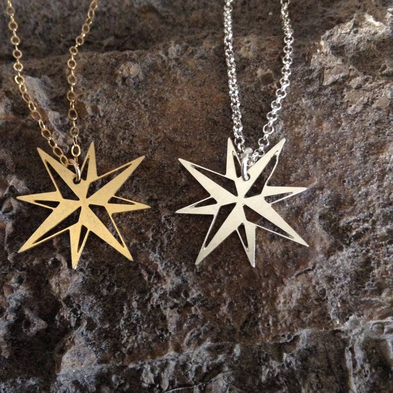 North Star Charm Necklace Gold Filled Star Necklace Icon - Etsy