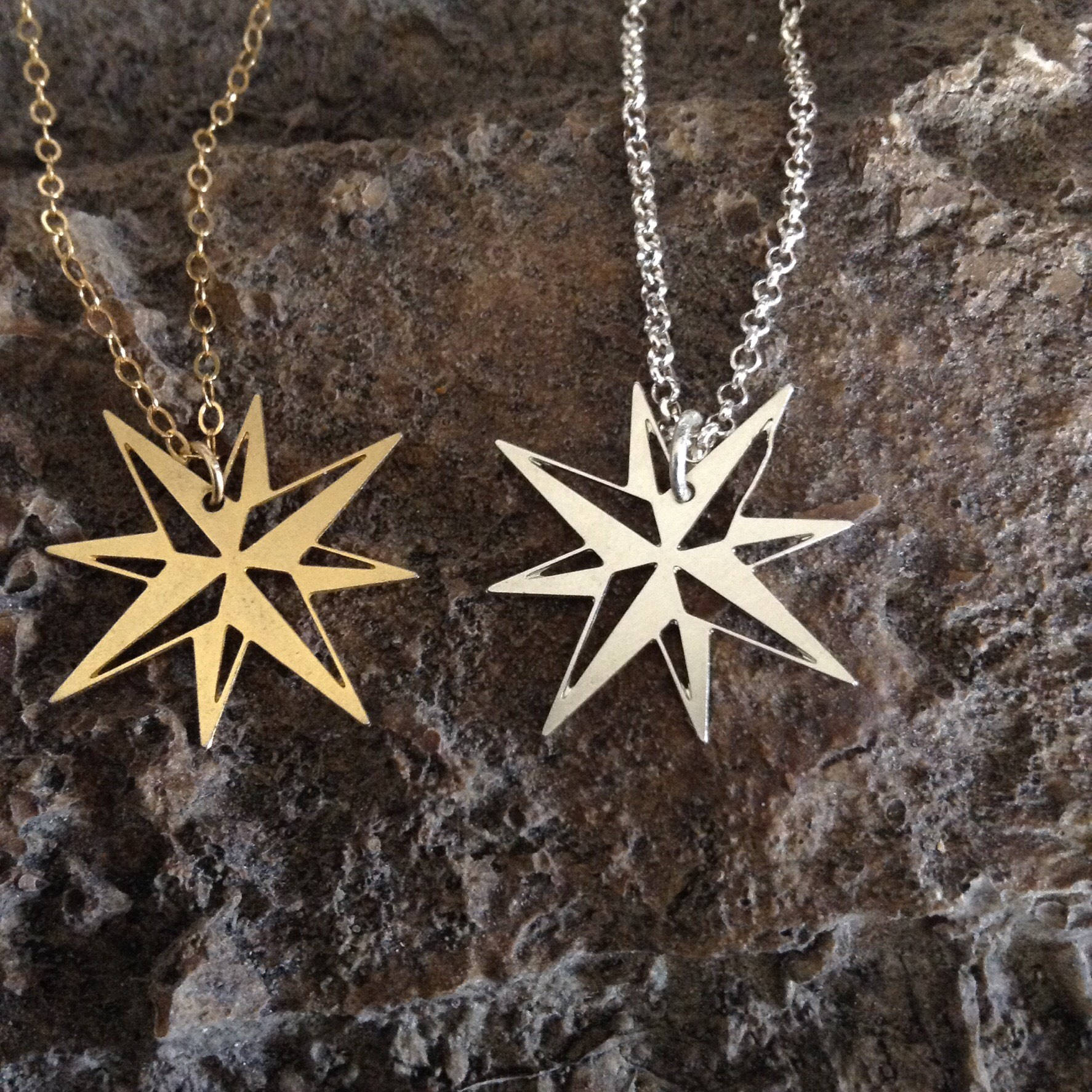 North Star Charm Necklace Gold Filled Star Necklace Icon - Etsy