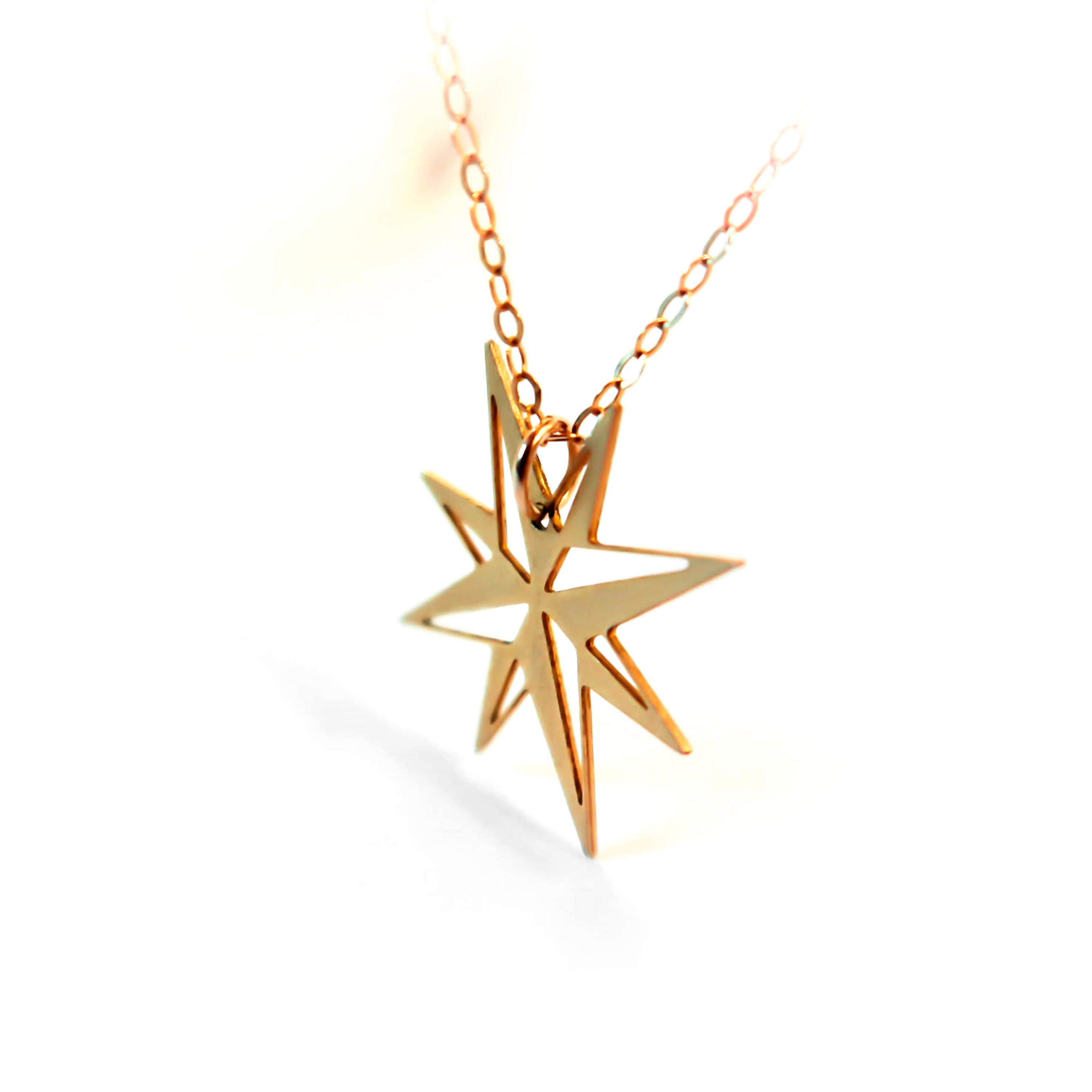 North Star Charm Necklace Gold Filled Star Necklace Icon - Etsy
