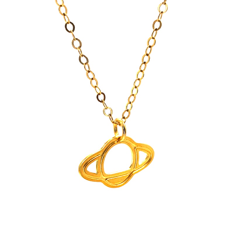 Gold Filled Saturn Necklace: Tiny Planet Pendant, Handmade Jewelry - Etsy