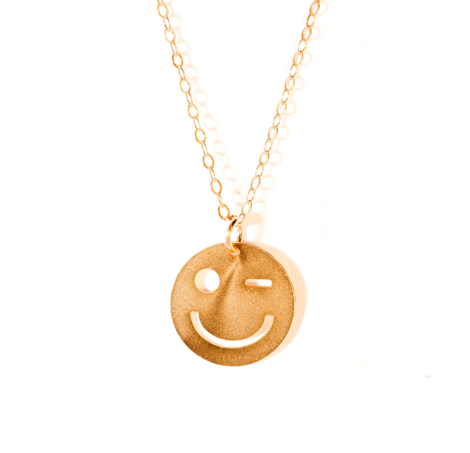 Smiley Necklace Gold Filled Necklace Wink Smiley Icon Jewelry Design ...